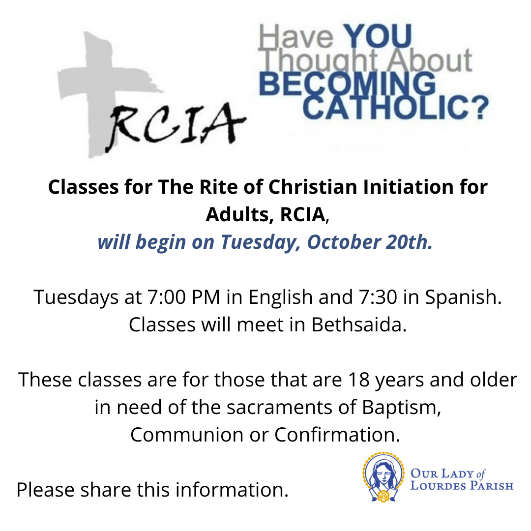 Our RCIA classes are back in session – Our Lady of Lourdes Parish
