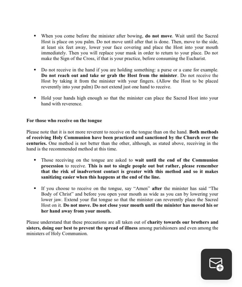 Holy Communion instructions from the Diocese. – Our Lady of Lourdes Parish