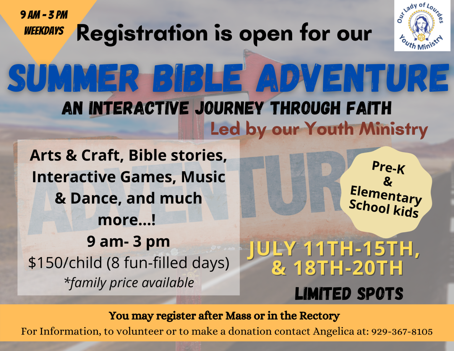 Youth Ministry- Summer Activities – Our Lady of Lourdes Parish